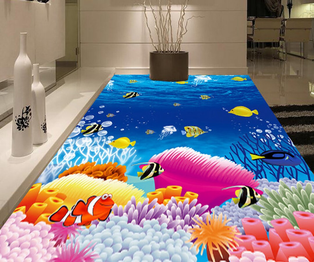 3D Cartoon Fish 0584 Floor Wallpaper Murals Self-adhesive - Etsy