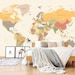 Yellow World Map 027 Wallpaper Mural Self Adhesive Peel and Stick Wall ...