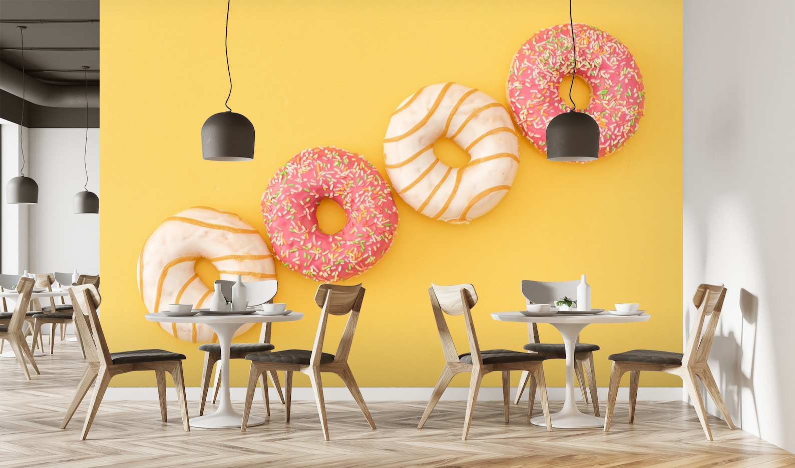 123"x87"(312x219cm) Pink Donut 327 Wallpaper Mural Self Adhesive Peel ...