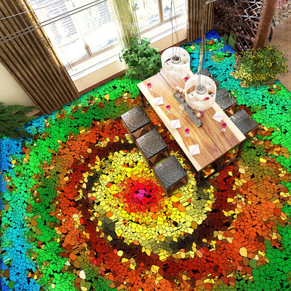 3D Color Rotating Flower 1506 Floor Wallpaper Murals - Etsy