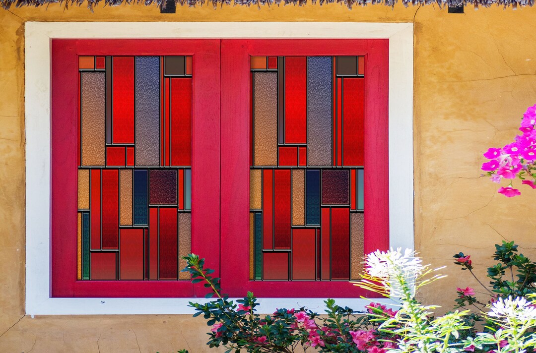 3D Red Strip Art W1164 Window Film Print Sticker Cling Stained Glass ...