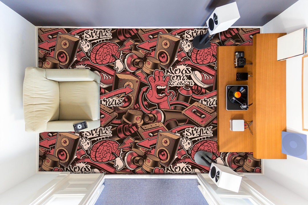 3D Sound Graffiti 2162 Floor Wallpaper Murals Self-adhesive Removable ...