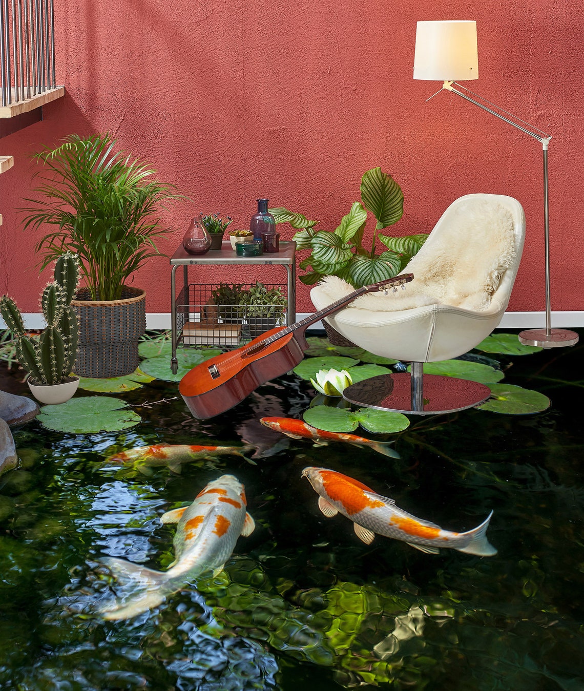 3D Fat Koi 8035 Floor Wallpaper Murals Self-adhesive Removable Kitchen ...