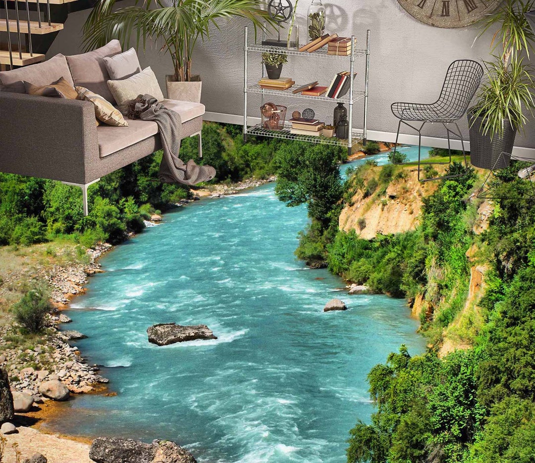3D Natural River 5380 Floor Wallpaper Murals Self-adhesive Removable ...