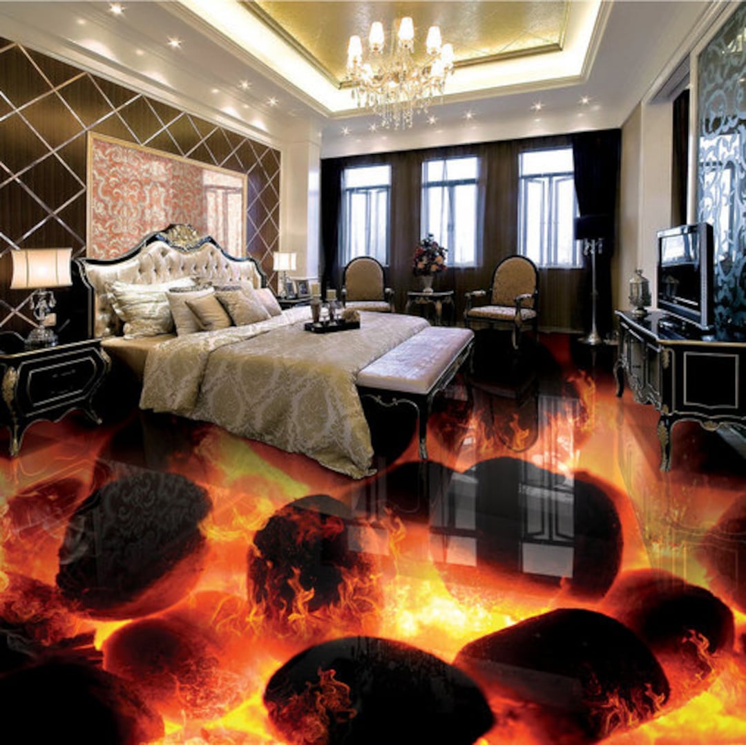 3D Flame Stone 0817 Floor Wallpaper Murals Self-adhesive Removable ...