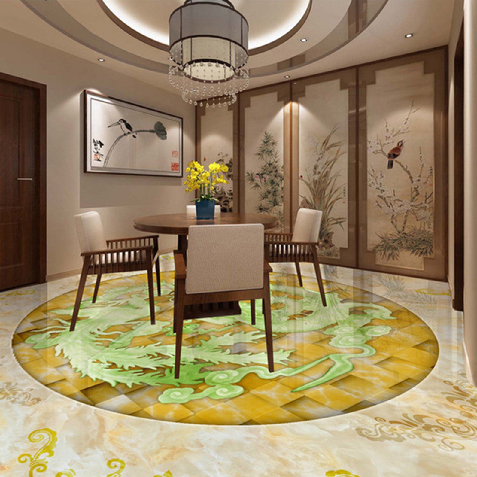 3D Green Dragon 1641 Floor Wallpaper Murals Self-adhesive - Etsy