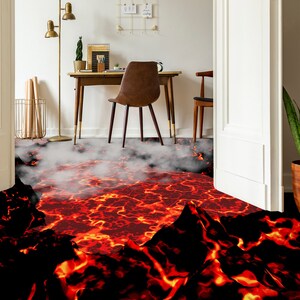 3D Red Lava 5807 Floor Wallpaper Murals Self-adhesive Removable Kitchen ...