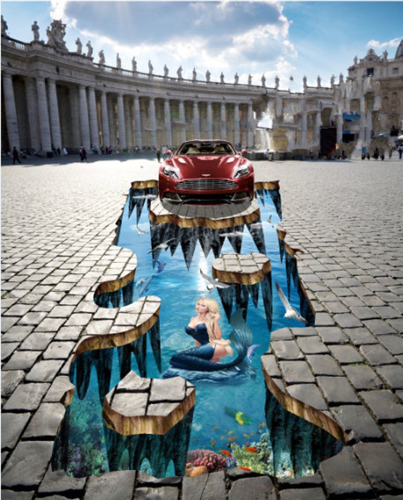 3D Mermaid Pigeon 0041 Floor Wallpaper Murals Self-adhesive - Etsy