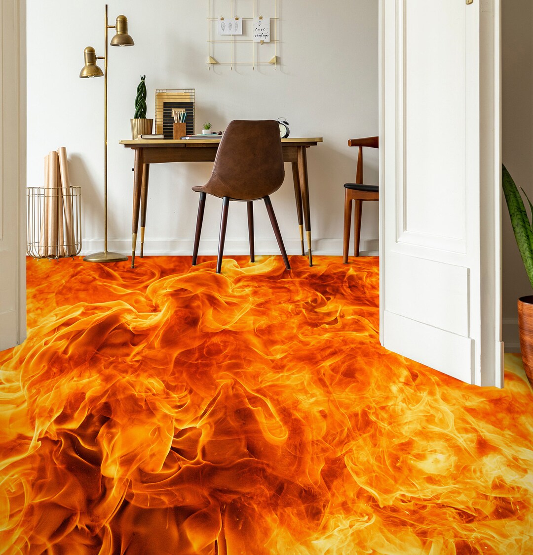 3D Red Flame 2366 Floor Wallpaper Murals Self-adhesive Removable ...