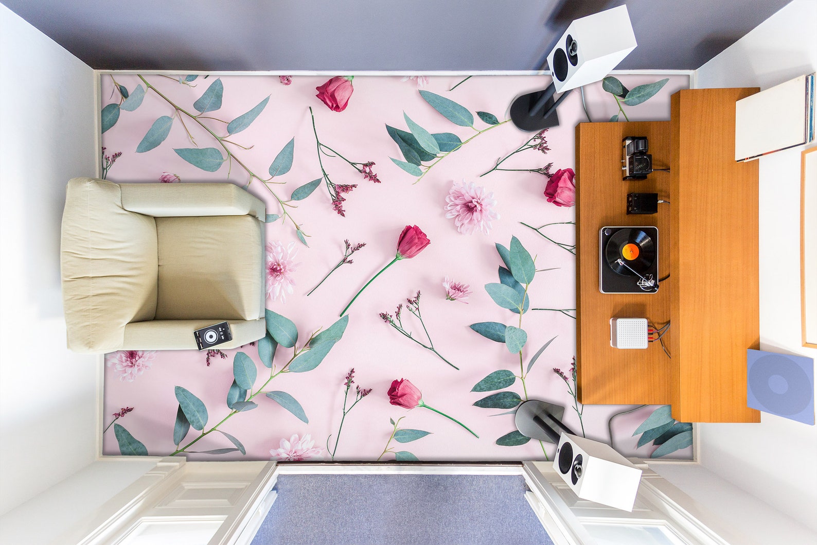 3D Pink Rose Art 4146 Floor Wallpaper Murals Self-adhesive - Etsy