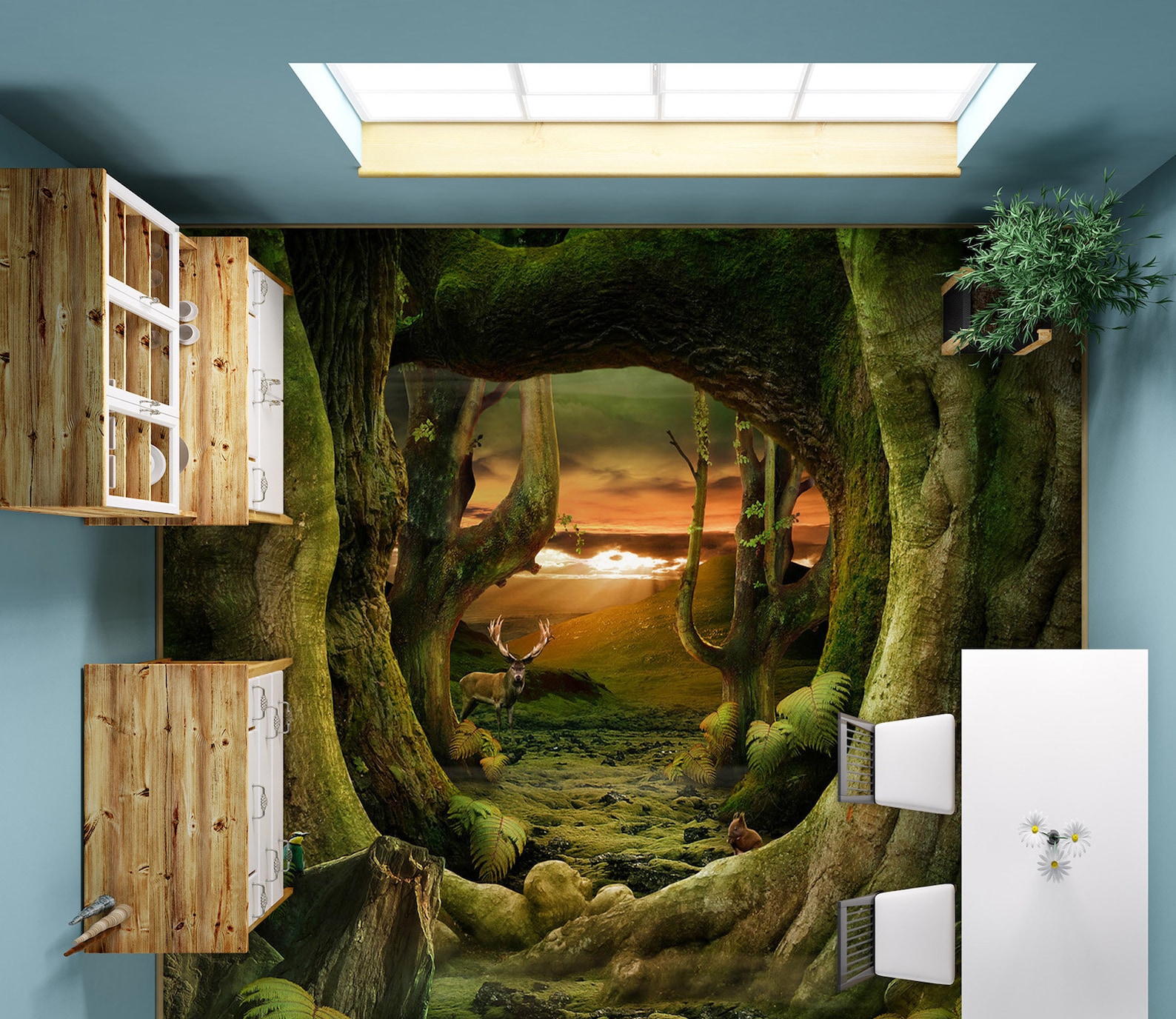 3D Mysterious Tree Hole 9075 Floor Wallpaper Murals | Etsy