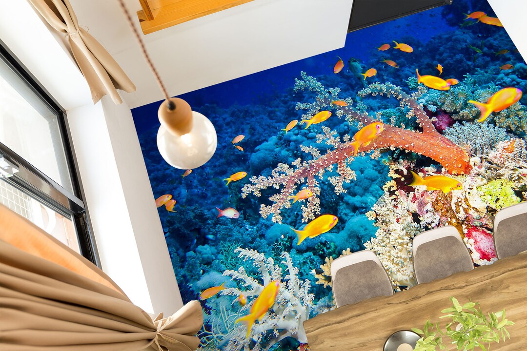 3D Sea Fish 4029 Floor Wallpaper Murals Self-adhesive Removable Kitchen ...