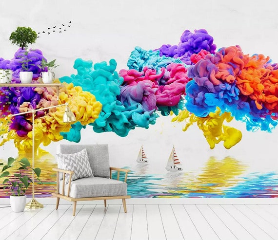 Colored Smoke 2531 Wallpaper Mural Self Adhesive Peel and | Etsy
