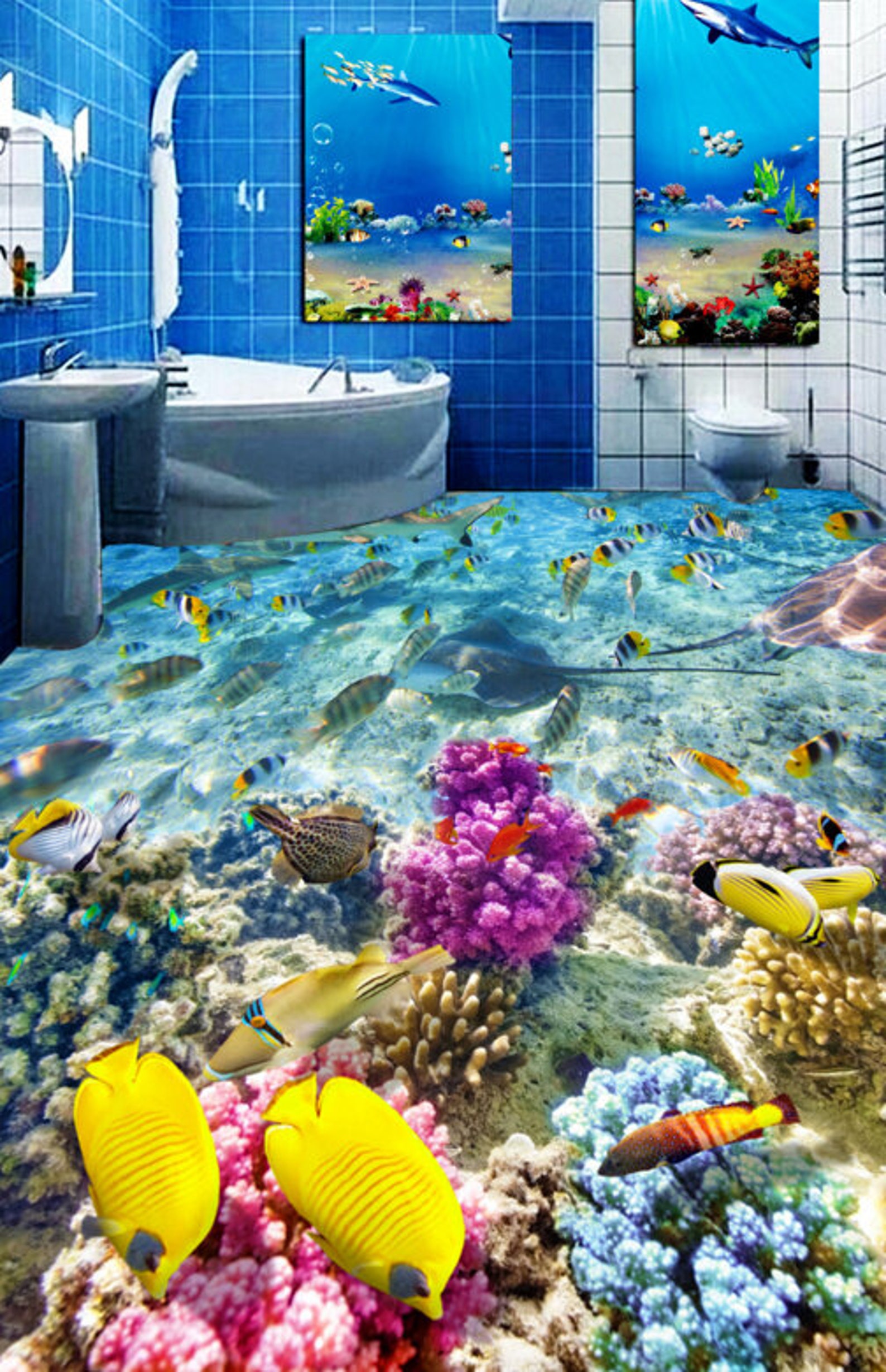 3D Coral Fish 0570 Floor Wallpaper Murals Self-adhesive | Etsy