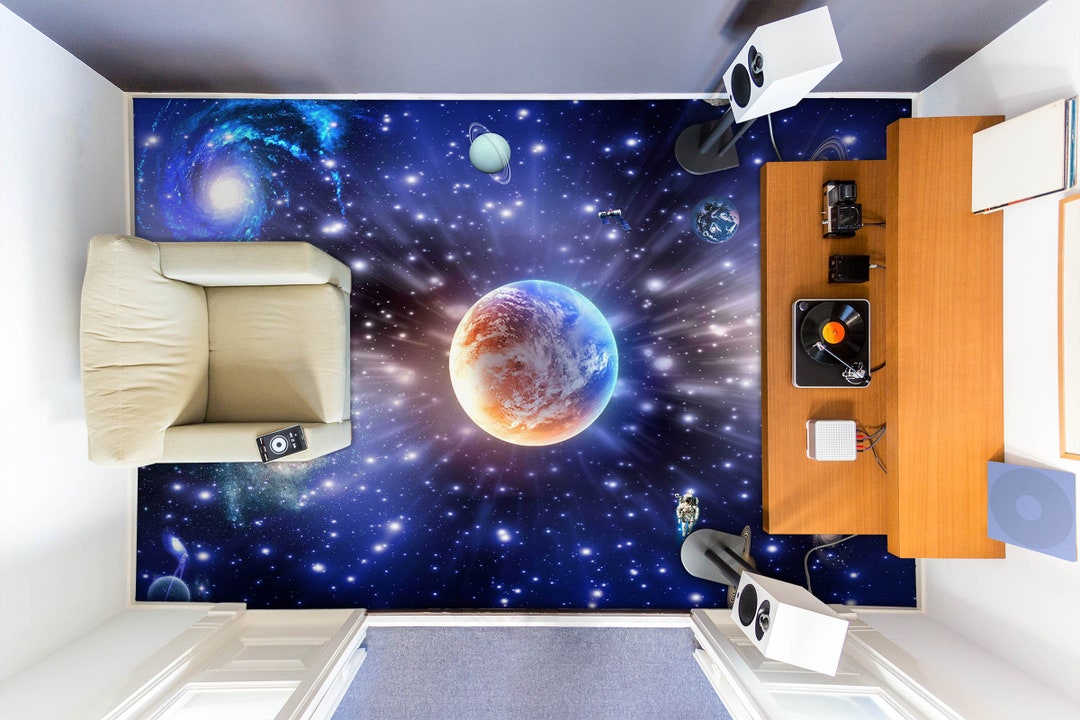 3D Planet Earth 1928 Floor Wallpaper Murals Self-adhesive Removable ...