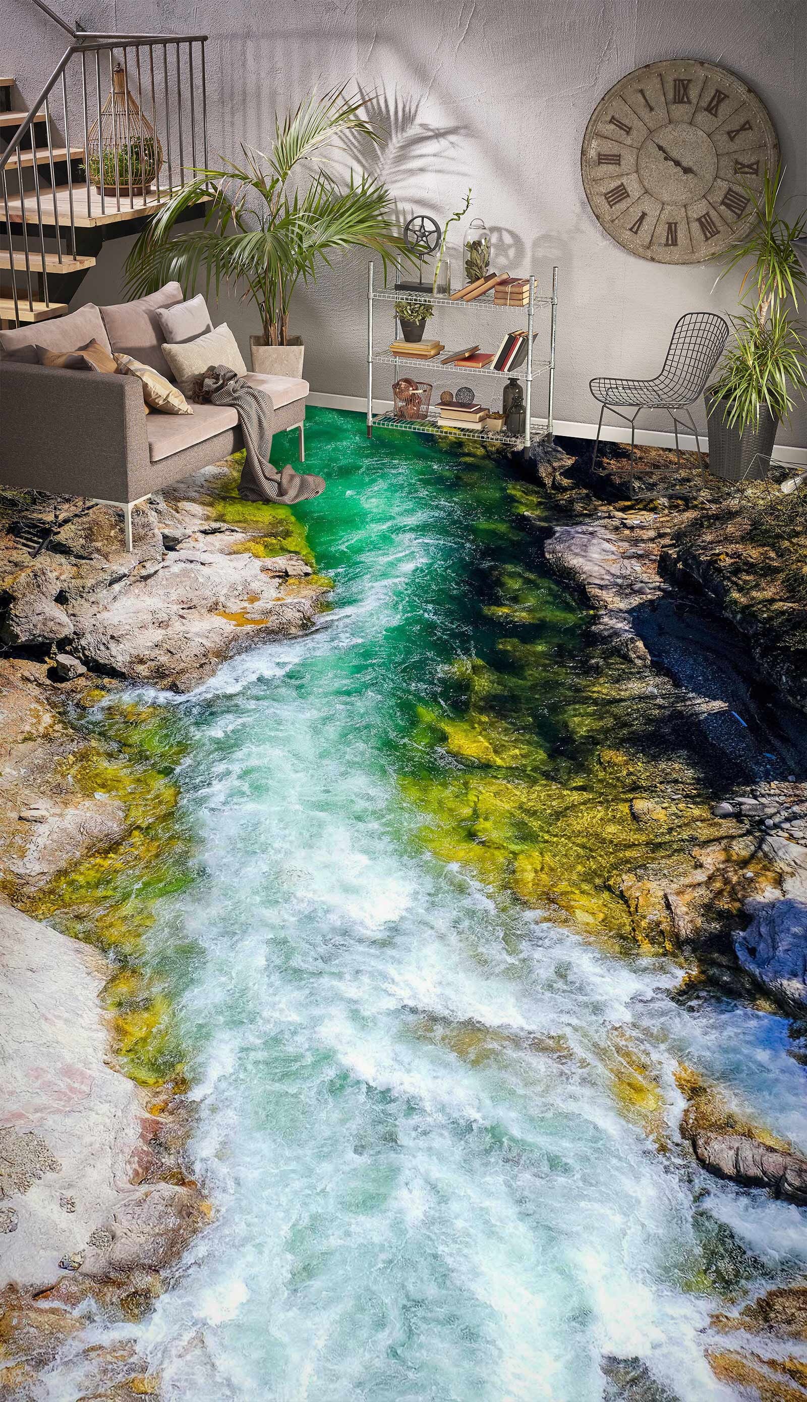 3D River Stones 5395 Floor Wallpaper Murals Self-adhesive Removable ...
