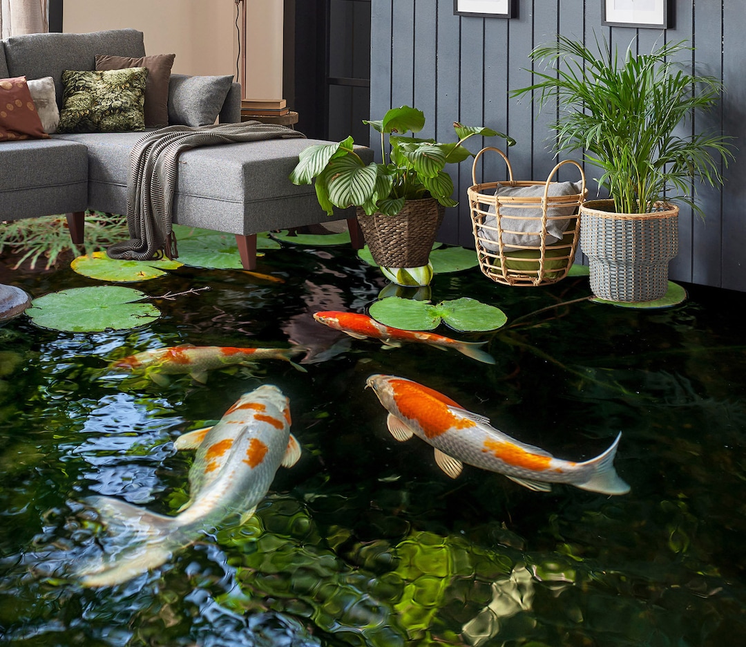 3D Fat Koi 8035 Floor Wallpaper Murals Self-adhesive Removable Kitchen ...