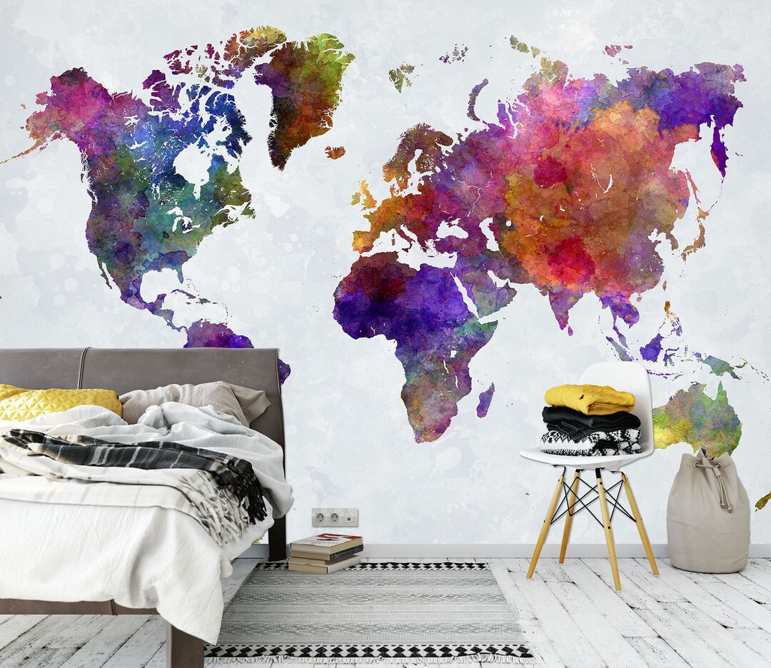 Color Ink Map 071 Wallpaper Mural Self Adhesive Peel and Stick Wall ...