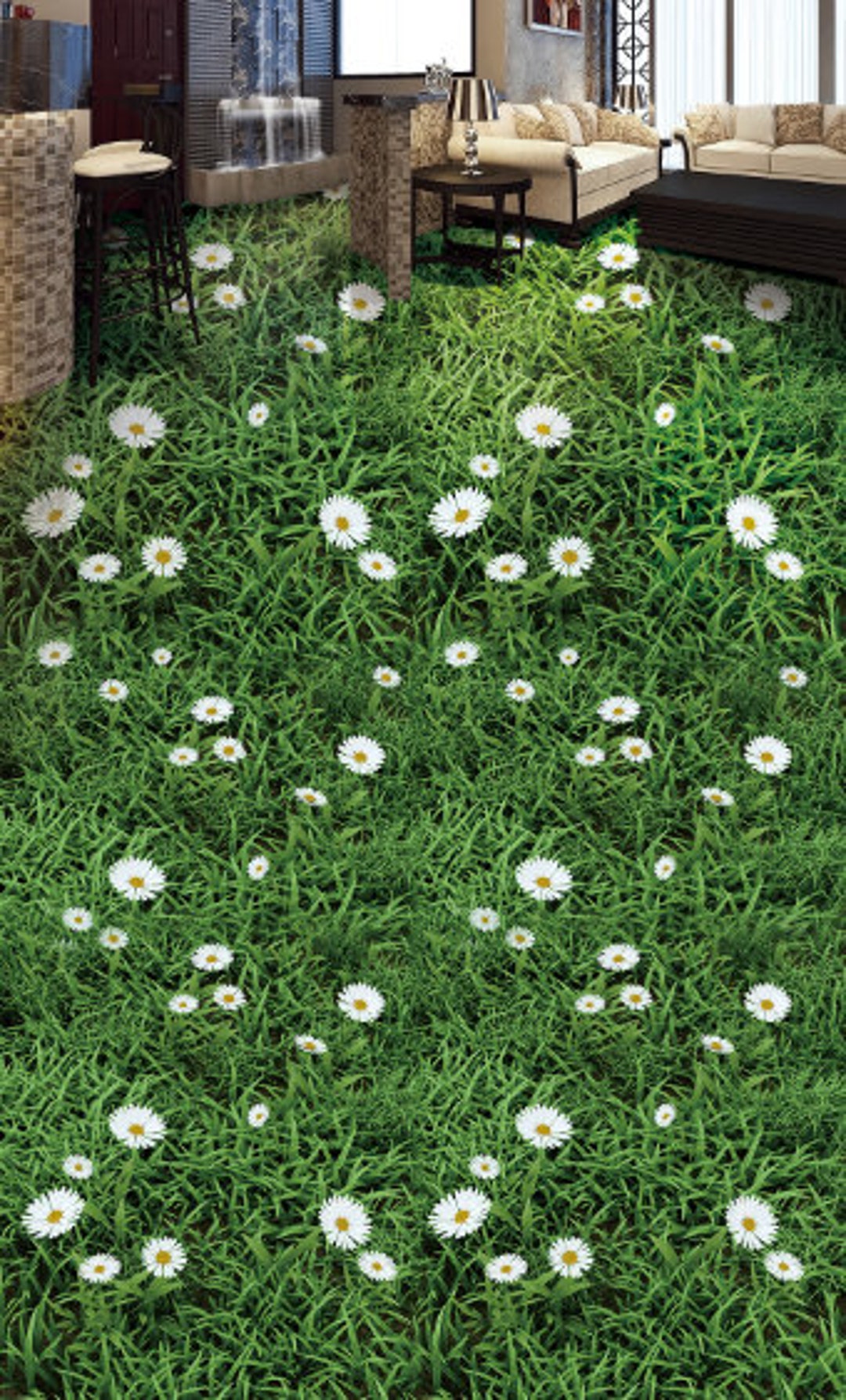 3D White Daisy 1208 Floor Wallpaper Murals Self-adhesive Removable ...