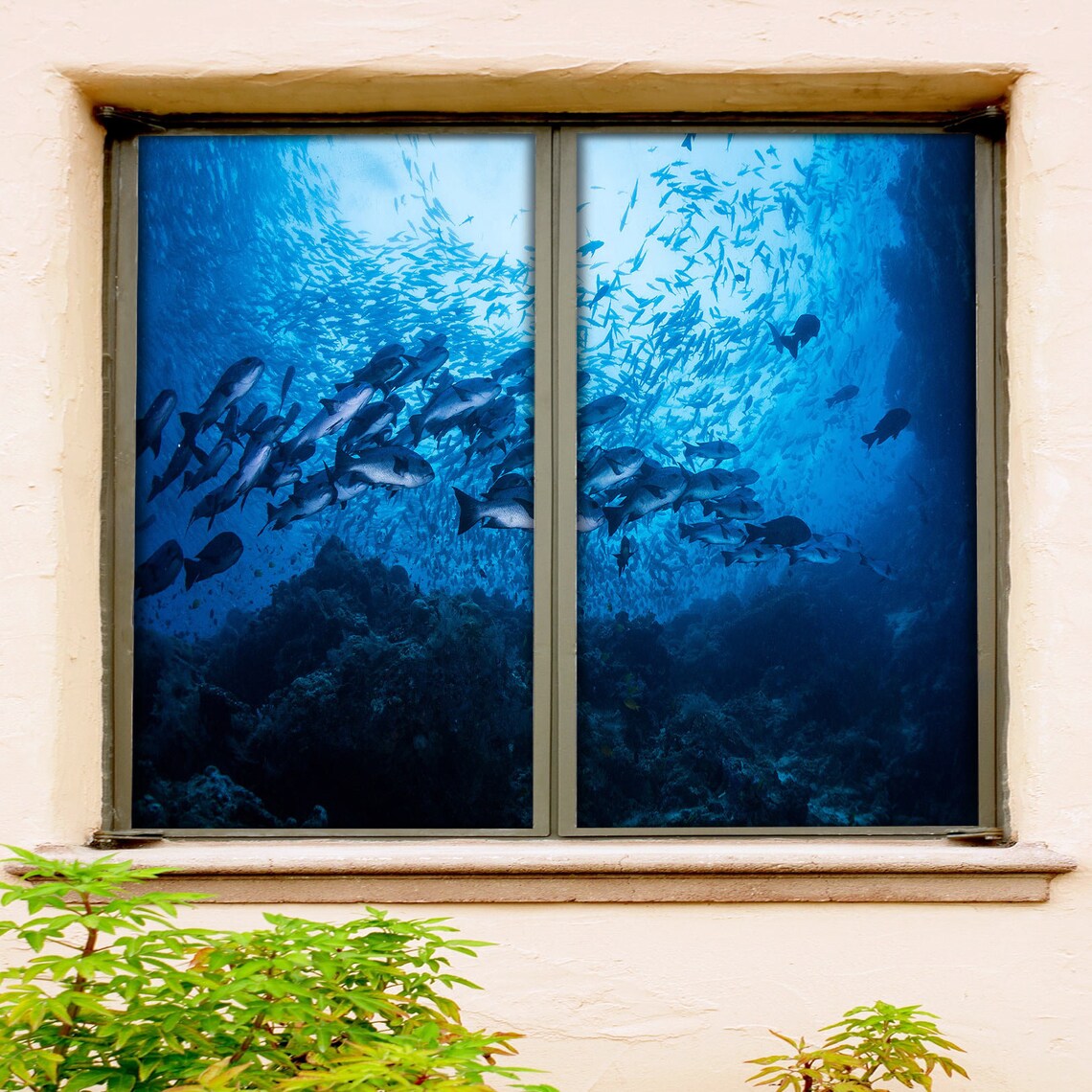 3D Blue Ocean W8841 Window Film Print Sticker Cling Stained Glass Xmas ...