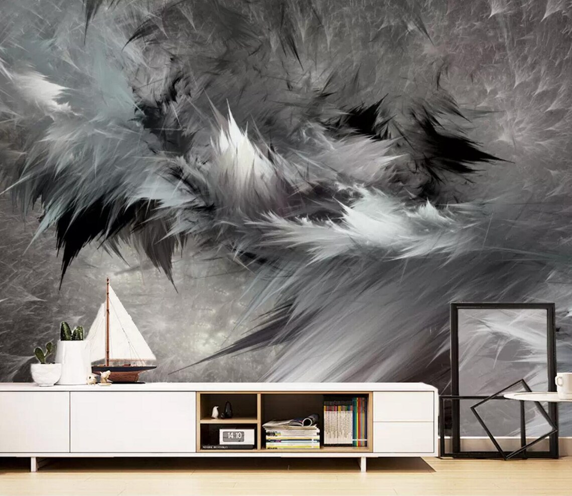 Black Fluff 2736 Wallpaper Mural Self Adhesive Peel and Stick - Etsy