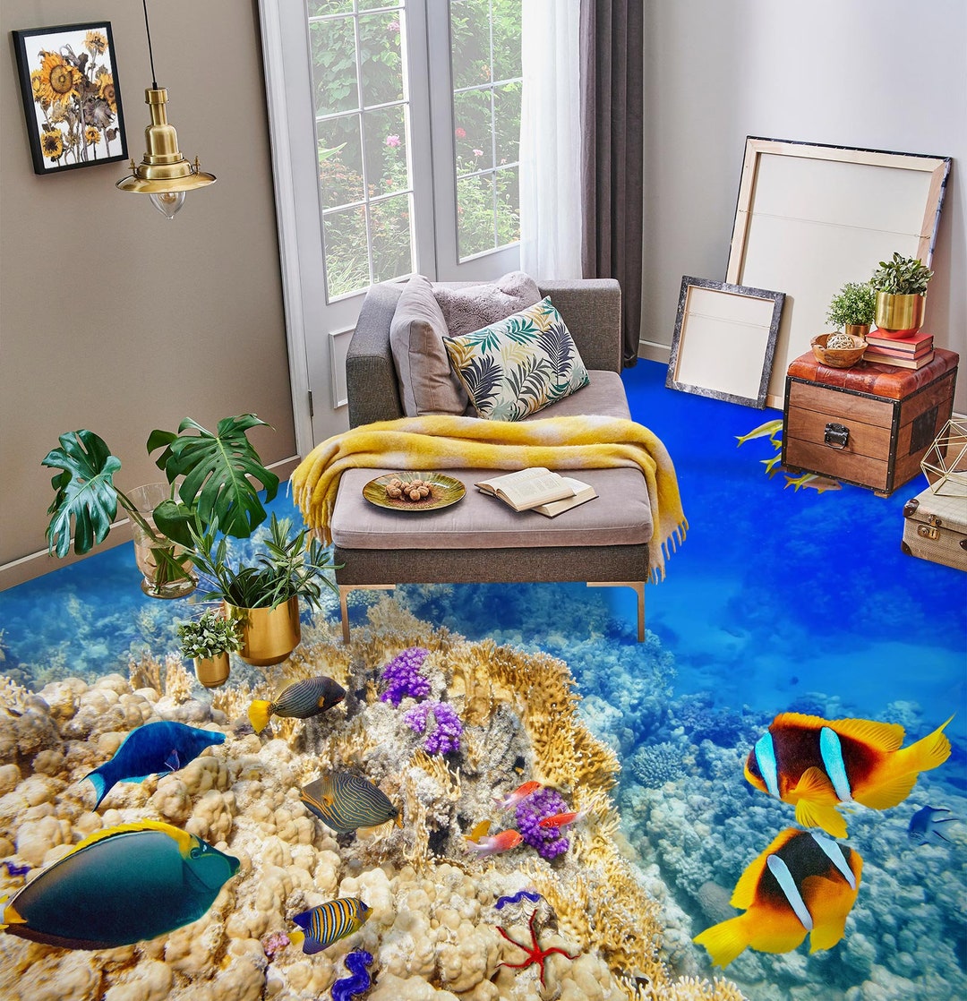 3D Ocean Fish 3718 Floor Wallpaper Murals Self-adhesive Removable ...
