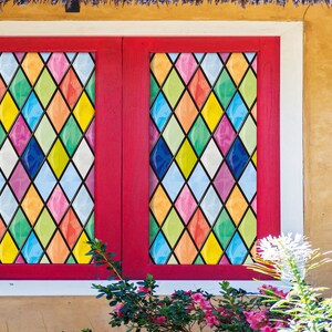 3D Colorful Diamonds W2164 Window Film Print Sticker Cling Stained ...