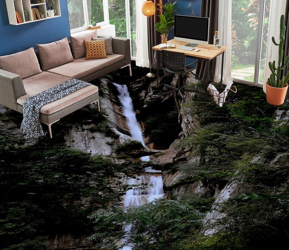 3D Waterfall Art Sensation 8162 Floor Wallpaper Murals | Etsy
