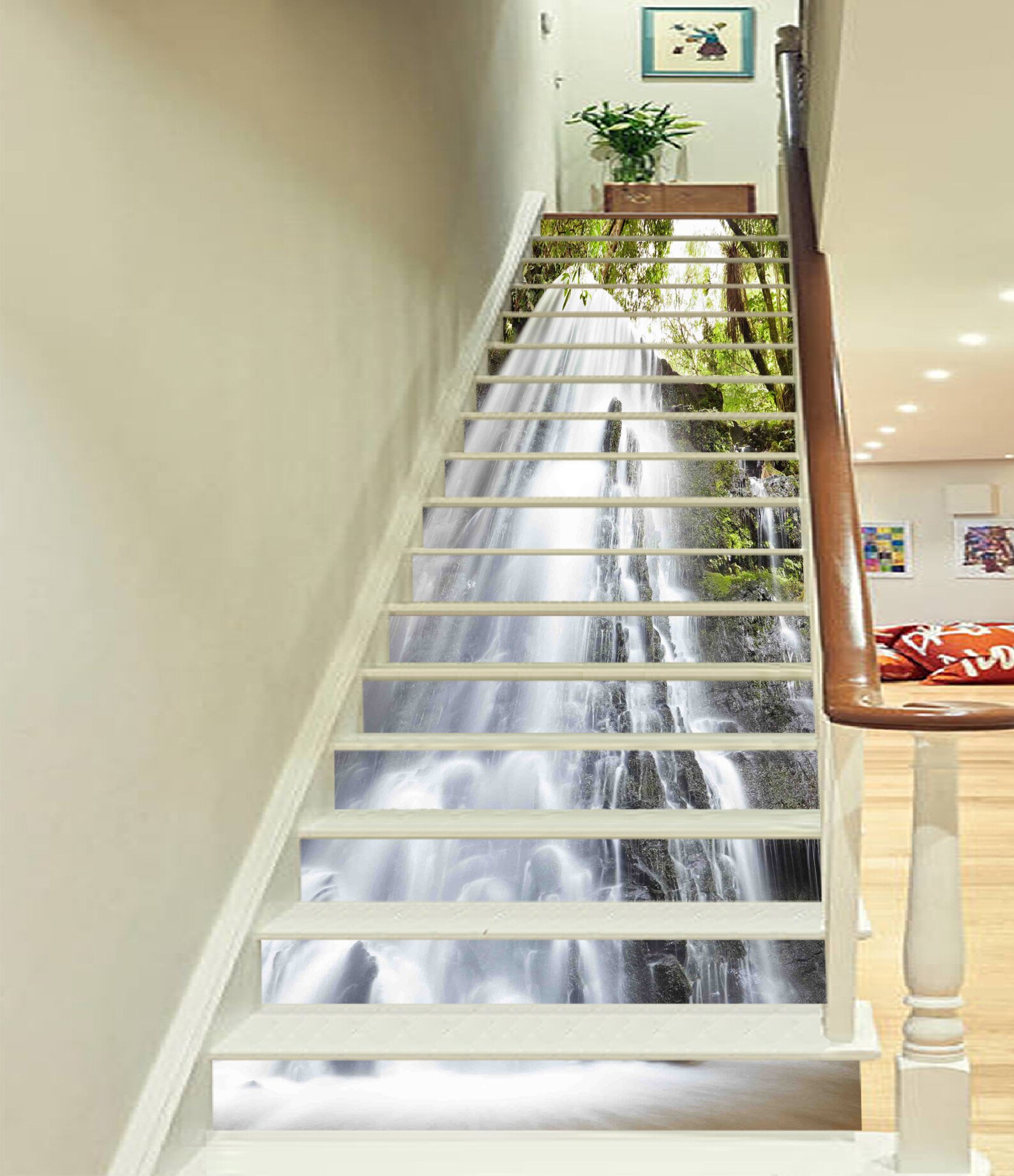 3D Waterfall S1414 Pattern Tile Marble Stair Risers Decoration Photo ...