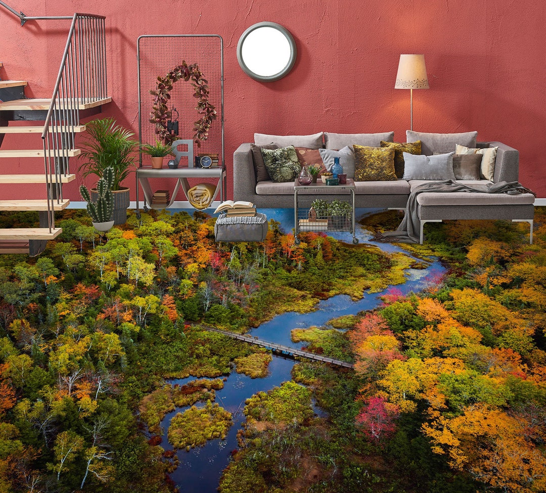 3D Tree Forest 1064 Floor Wallpaper Murals Self-adhesive Removable ...