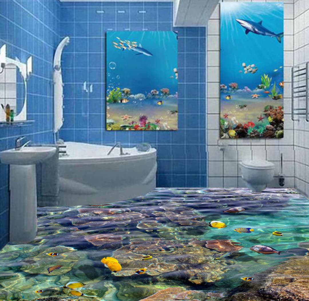 3D Clear Sea Fish 0280 Floor Wallpaper Murals Self-adhesive Removable ...