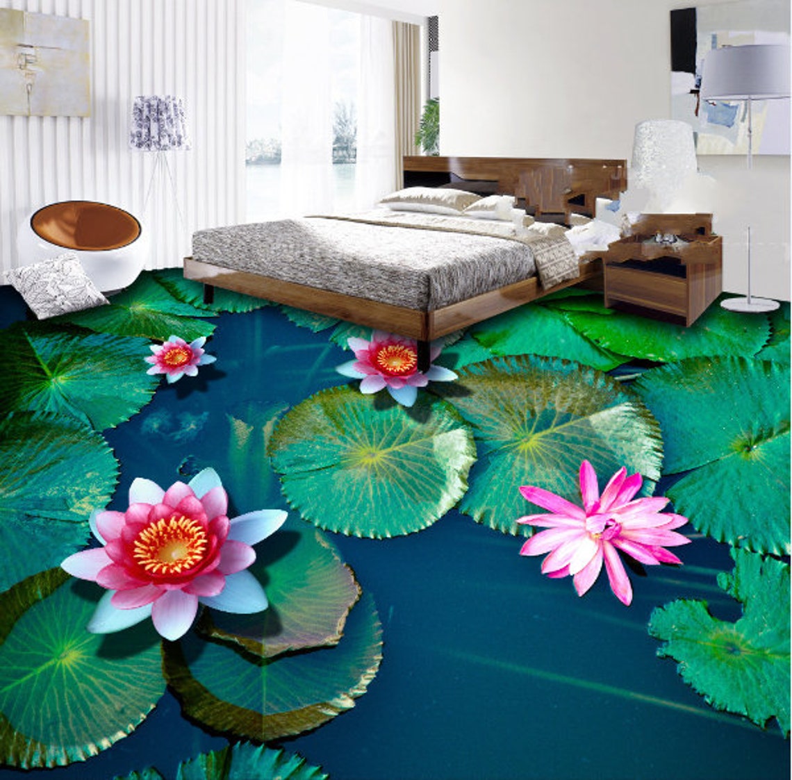 3D Lotus Leaf 0079 Floor Wallpaper Murals Self-adhesive - Etsy