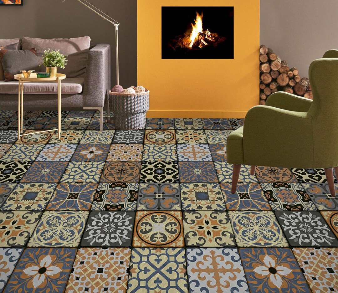 3D Tile Pattern 4292 Floor Wallpaper Murals Self-adhesive Removable ...