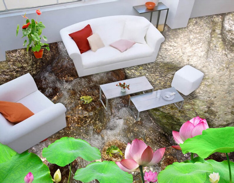 3D Stone Lotus 0883 Floor Wallpaper Murals Self-adhesive - Etsy