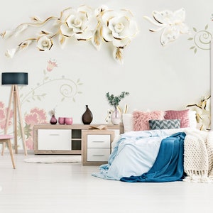 123x87312x219cm Embossed Rose 633 Wallpaper Mural Self Adhesive Peel ...