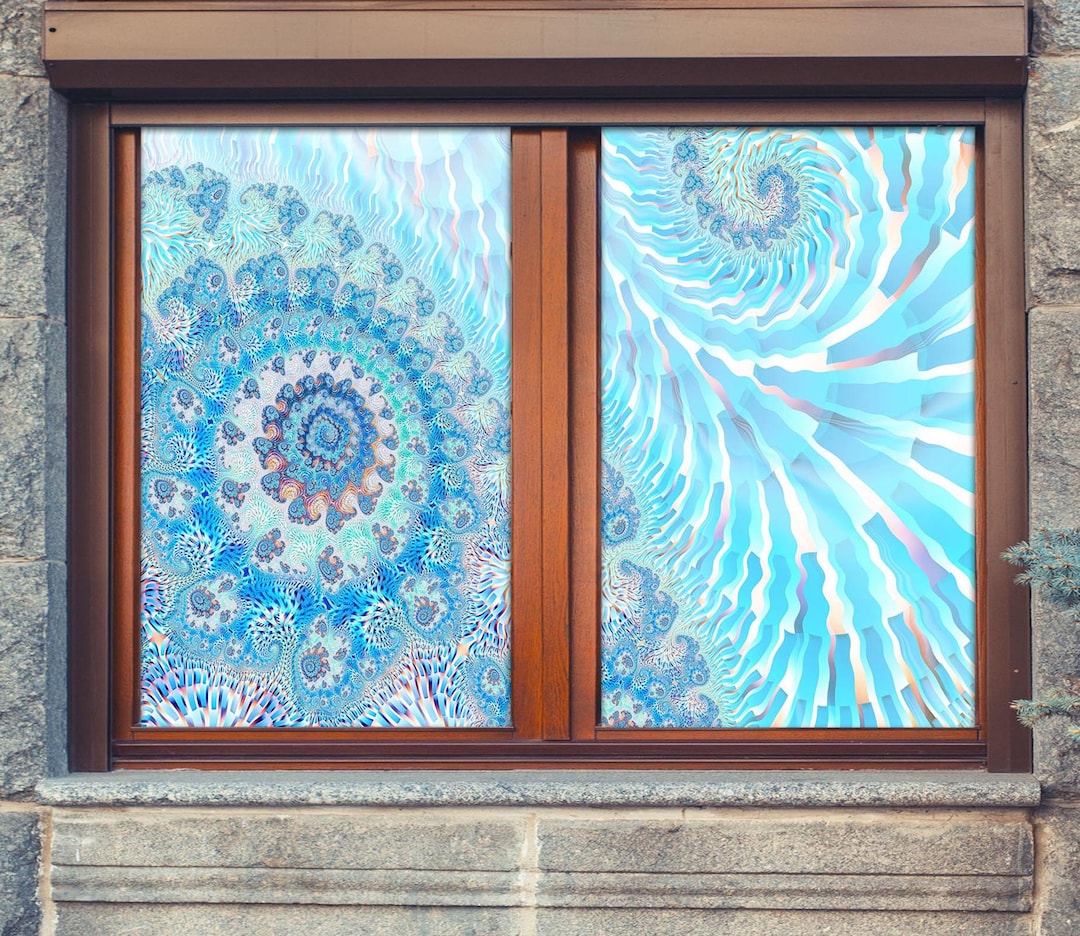3D Sky Blue Pattern W2969 Window Film Print Sticker Cling Stained Glass ...