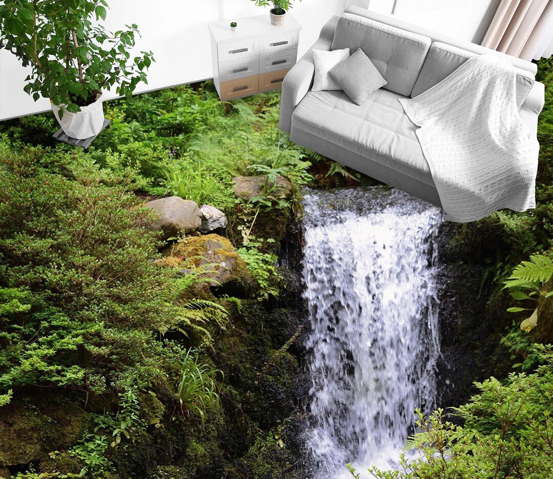 3D Waterfall View 8181 Floor Wallpaper Murals Self-adhesive Removable ...