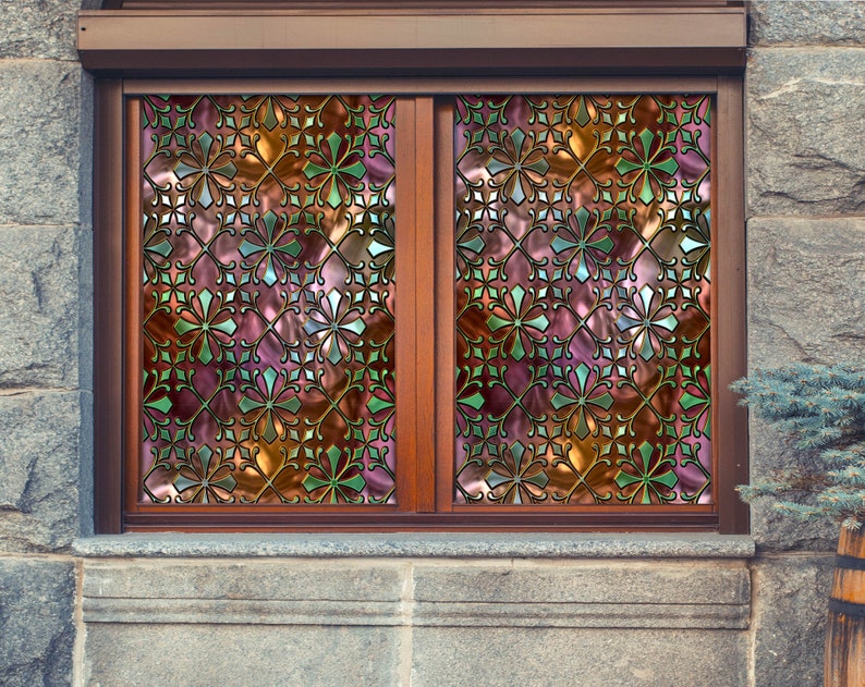 3D Carved Green W2288 Window Film Print Sticker Cling Stained | Etsy