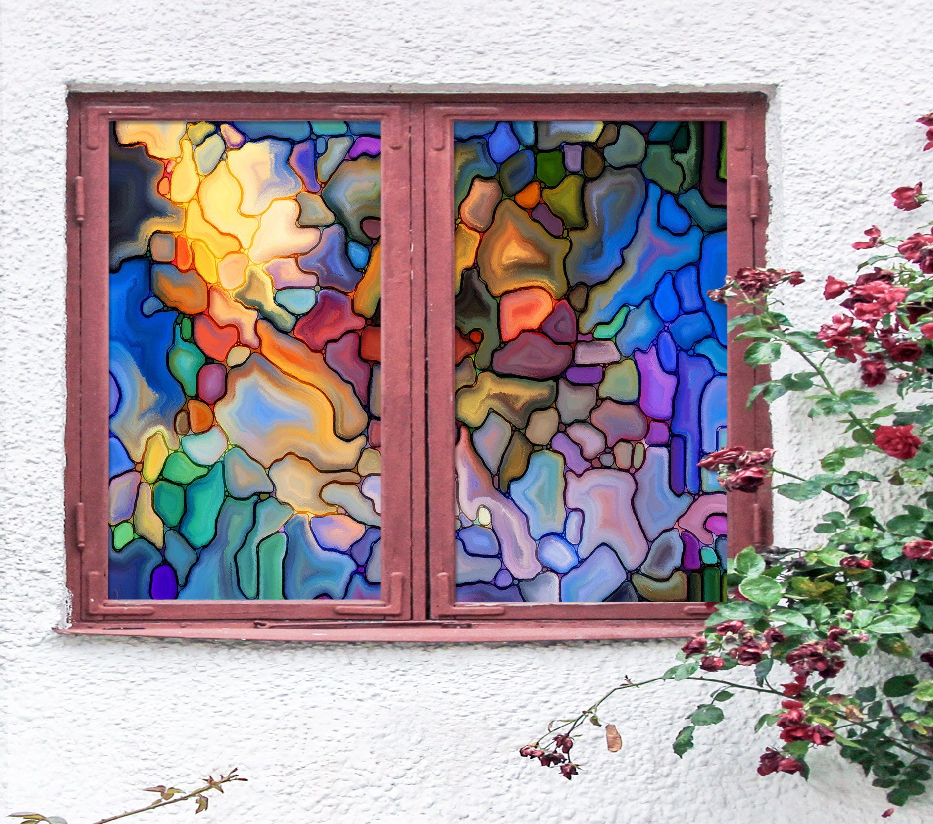 3D Abstract Colors W1081 Window Film Print Sticker Cling Stained Glass ...