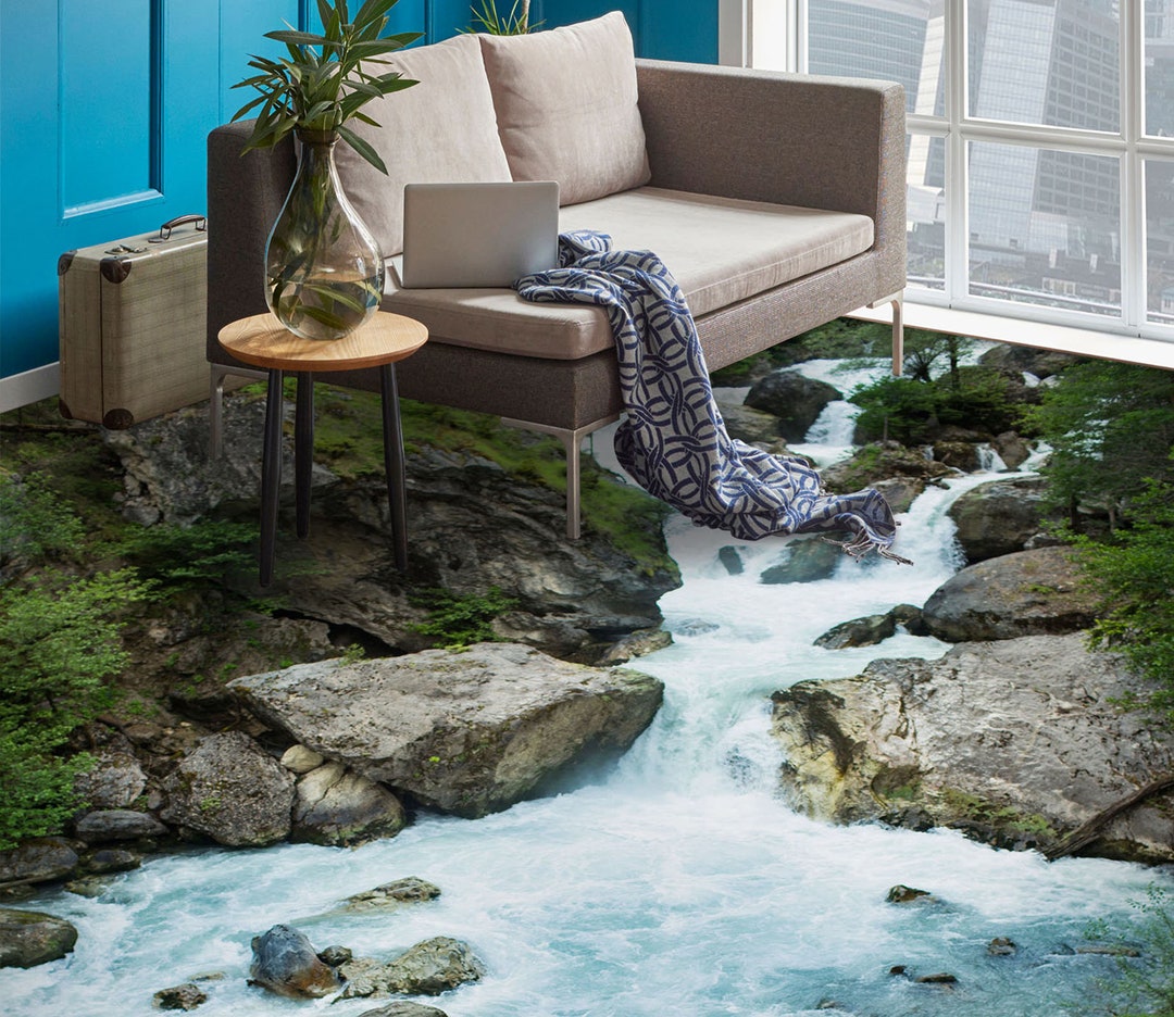 3D River Stones 1091 Floor Wallpaper Murals Self-adhesive Removable ...
