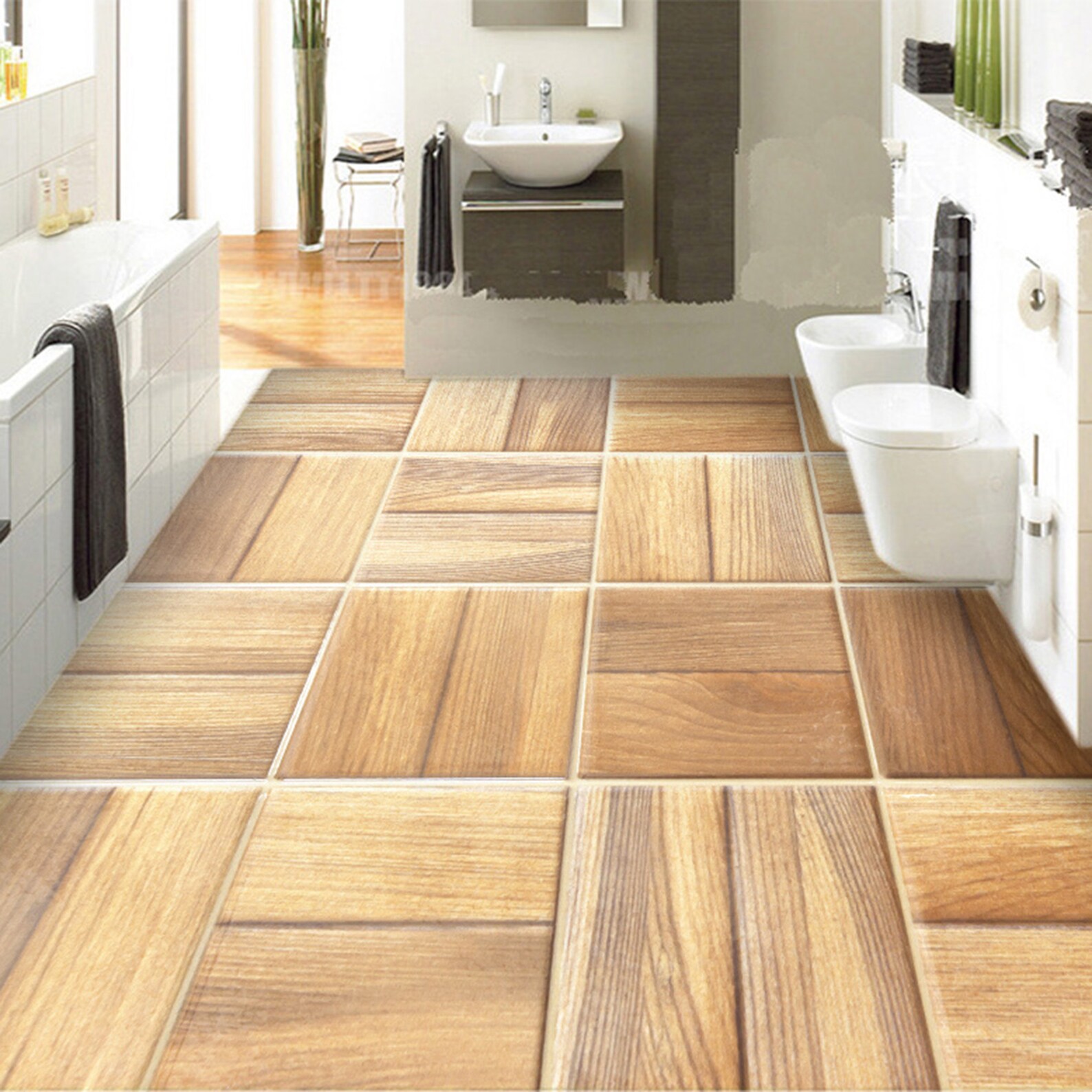 3D Square Wood 1546 Floor Wallpaper Murals Self-adhesive | Etsy