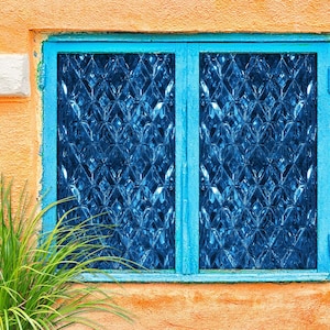 3D Dark Blue Crystal W547 Window Film Print Sticker Cling Stained Glass ...