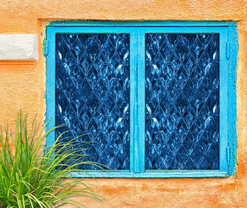 3D Dark Blue Crystal W547 Window Film Print Sticker Cling Stained Glass ...