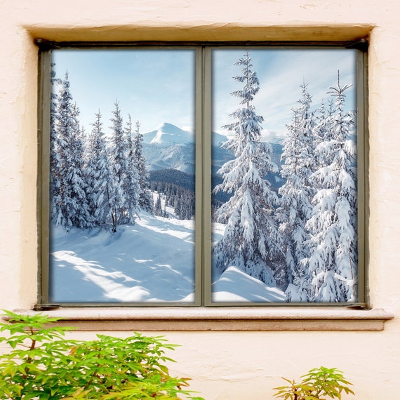 3D Snow Scene W393 Window Film Print Sticker Cling Stained - Etsy