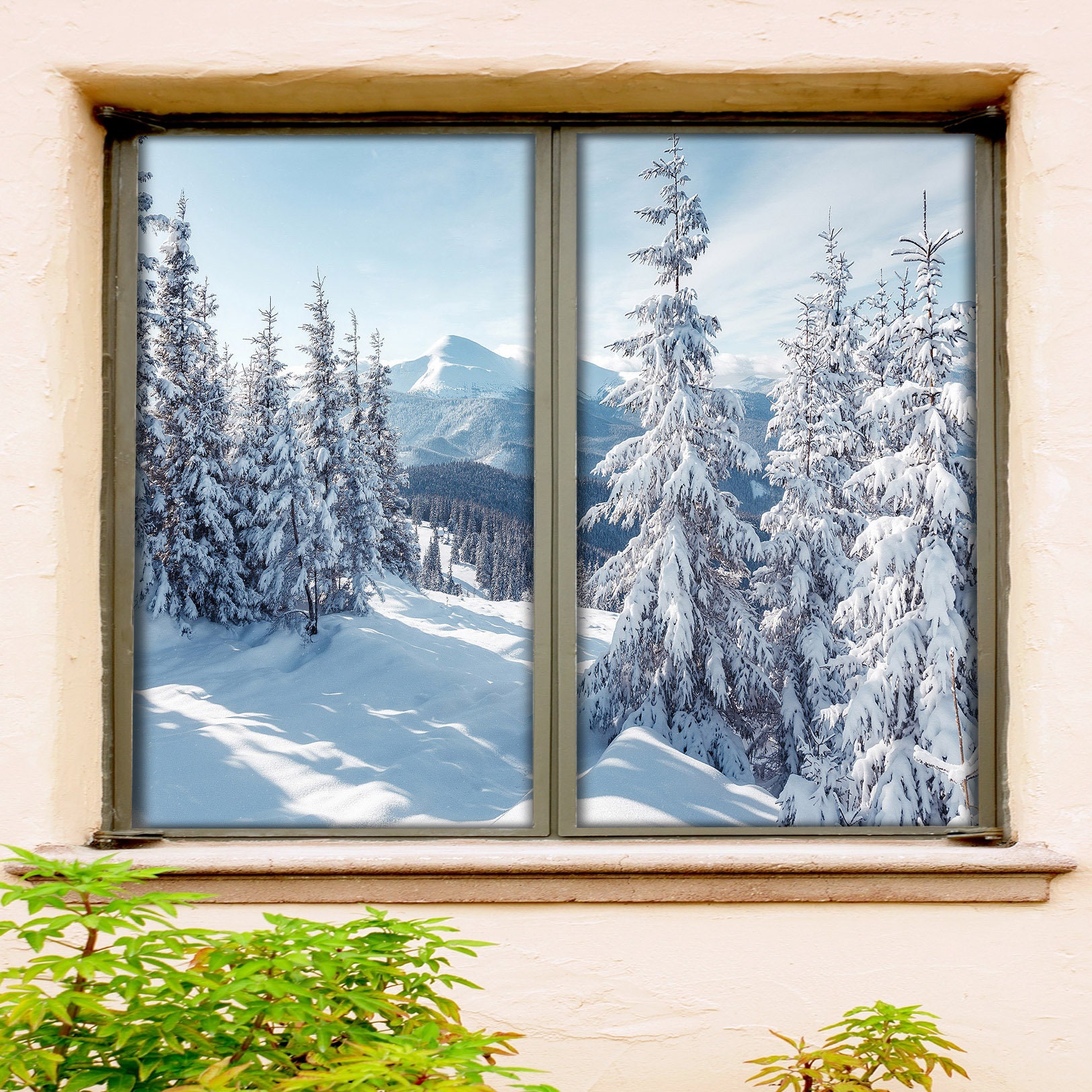 3D Snow Scene W393 Window Film Print Sticker Cling Stained - Etsy