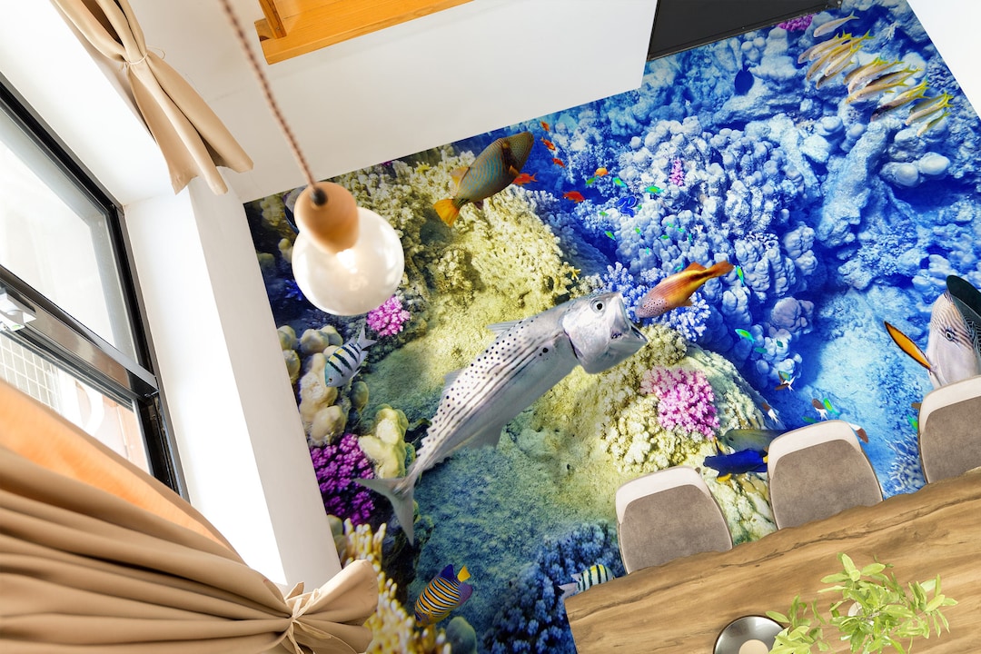 3D Ocean Fish 5441 Floor Wallpaper Murals Self-adhesive Removable ...