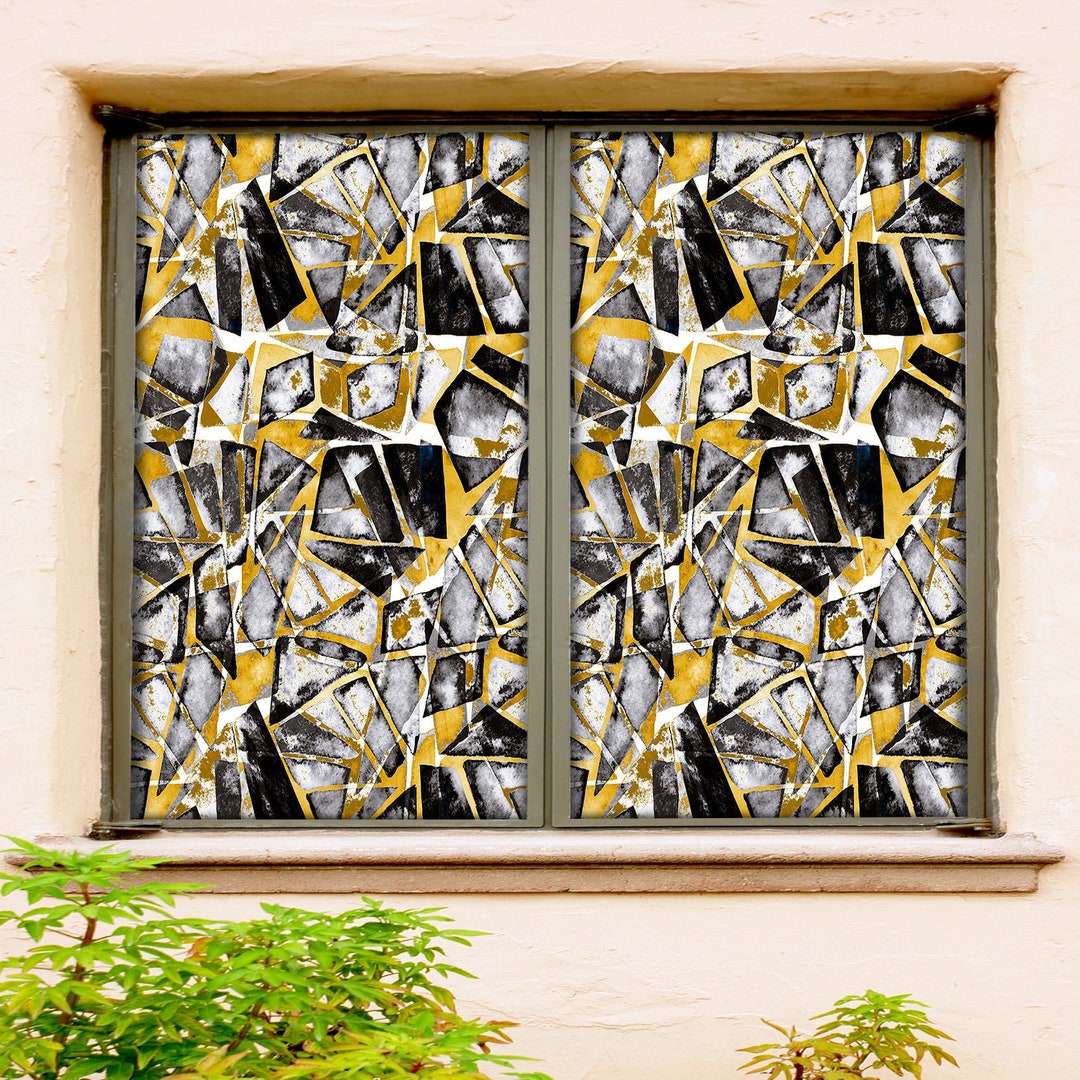 3D Crackle W1442 Window Film Print Sticker Cling Stained Glass Xmas ...