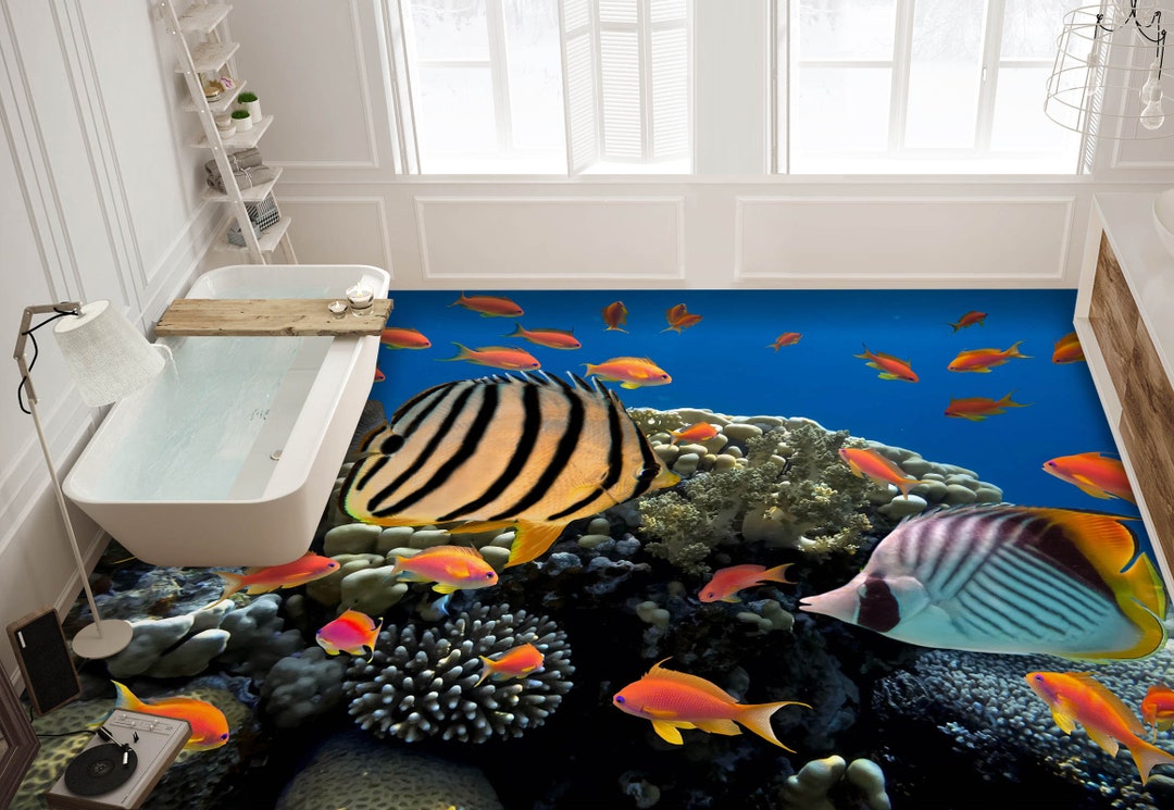 3D Color Fish 5560 Floor Wallpaper Murals Self-adhesive Removable ...