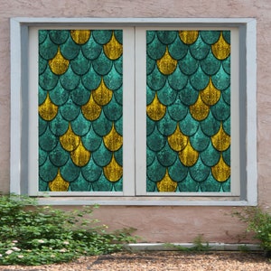 3D Gorgeous Golden Blue W6623 Window Film Print Sticker Cling Stained ...