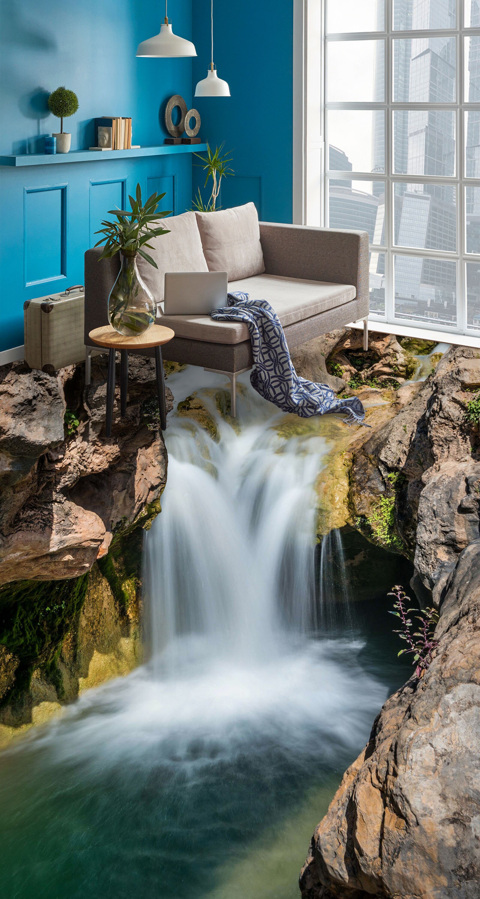 3D Waterfall Staggered 8218 Floor Wallpaper Murals - Etsy UK